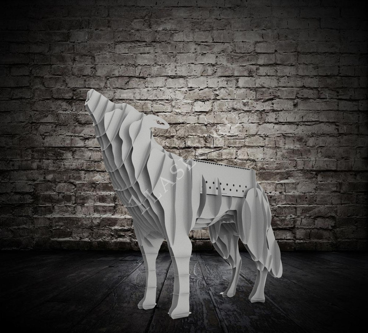 Чертеж Волк для лазерной резки на фанере.